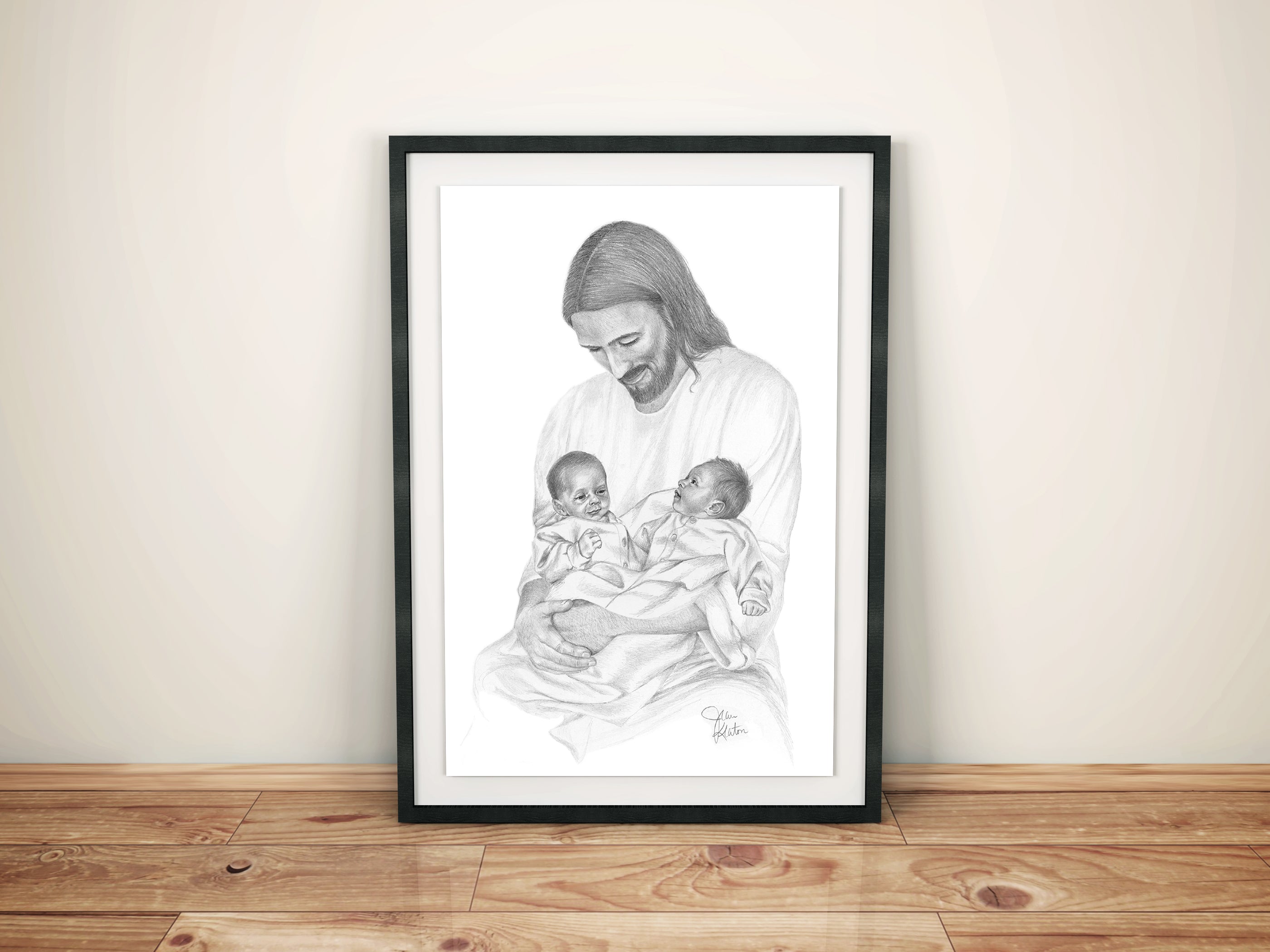 Twin Newborn Baby Pencil Drawings